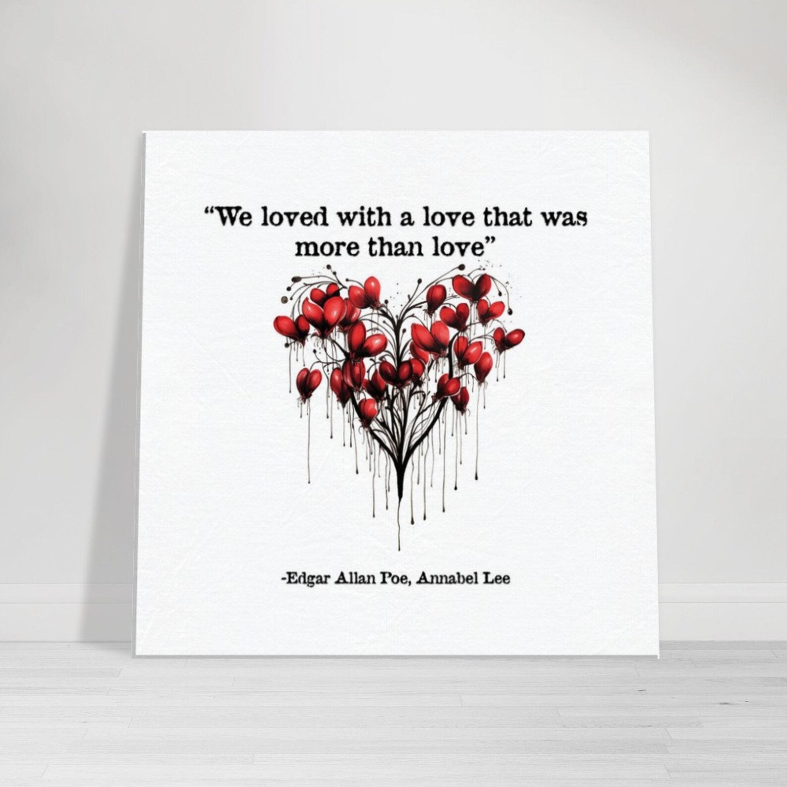 Edgar Allan Poe Annabel Lee Canvas Wall Art - Rose Heart Poetry Gifts ...