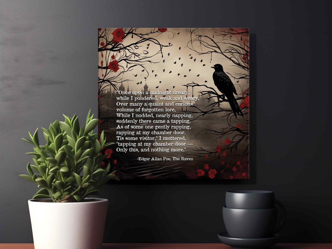 Edgar Allan Poe the Raven Canvas Wall Art for Book Lovers, Bookish ...