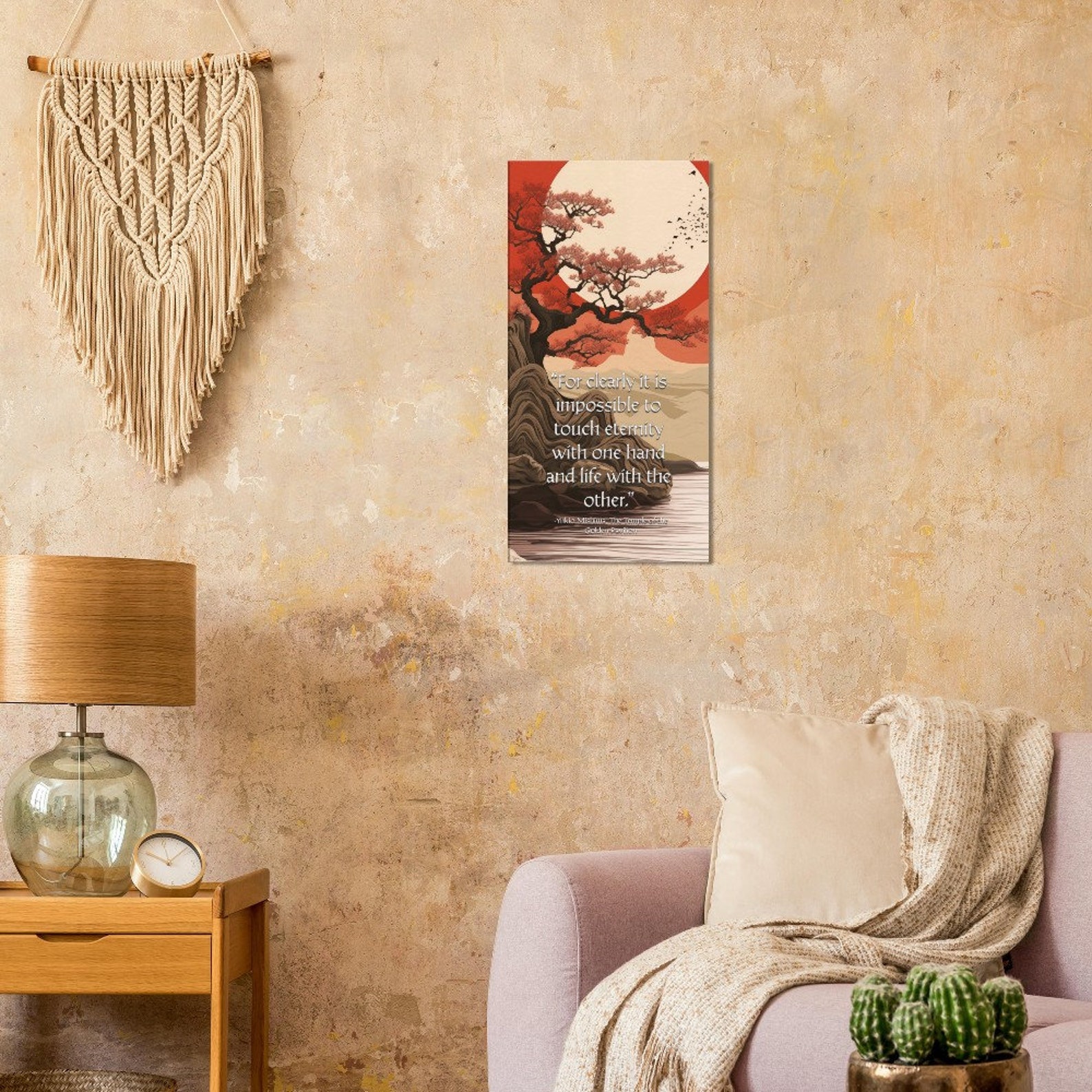 Japandi Art Canvas - Yukio Mishima Quote, Japanese Wall Art Canvas ...