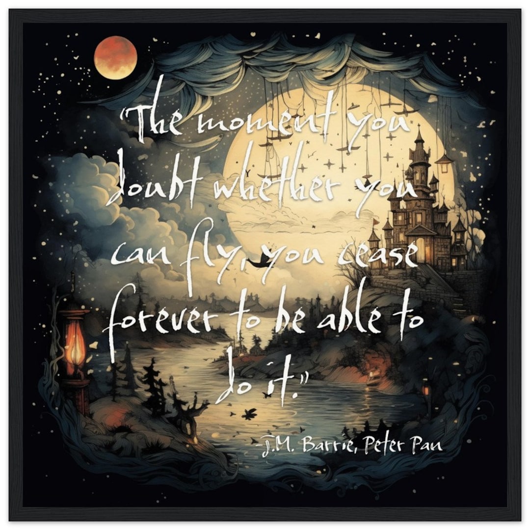 Peter Pan Framed Poster - Motivational Quote Art for Nursery Wall Decor ...