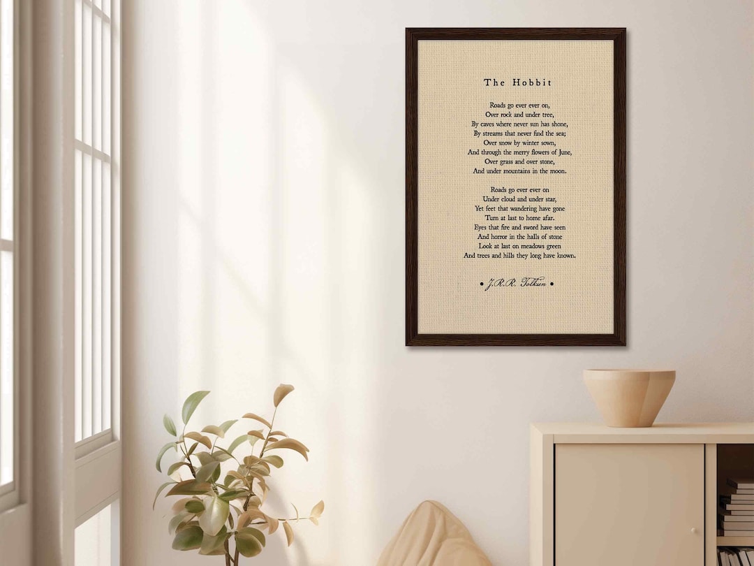 The Hobbit Book Page Style Framed Canvas | Roads Go Ever on Quote ...