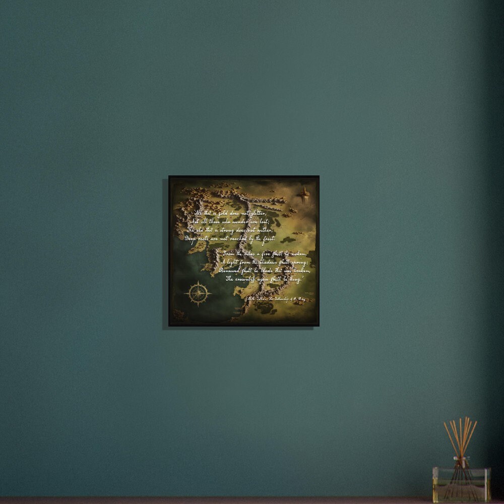 Lord of the Rings Poster Middle Earth Map Quote Tolkien Quote Wall Art ...