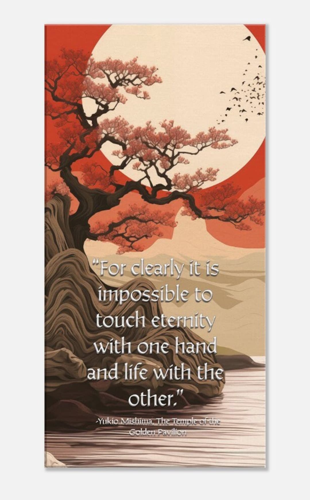 Japandi Art Canvas - Yukio Mishima Quote, Japanese Wall Art Canvas ...