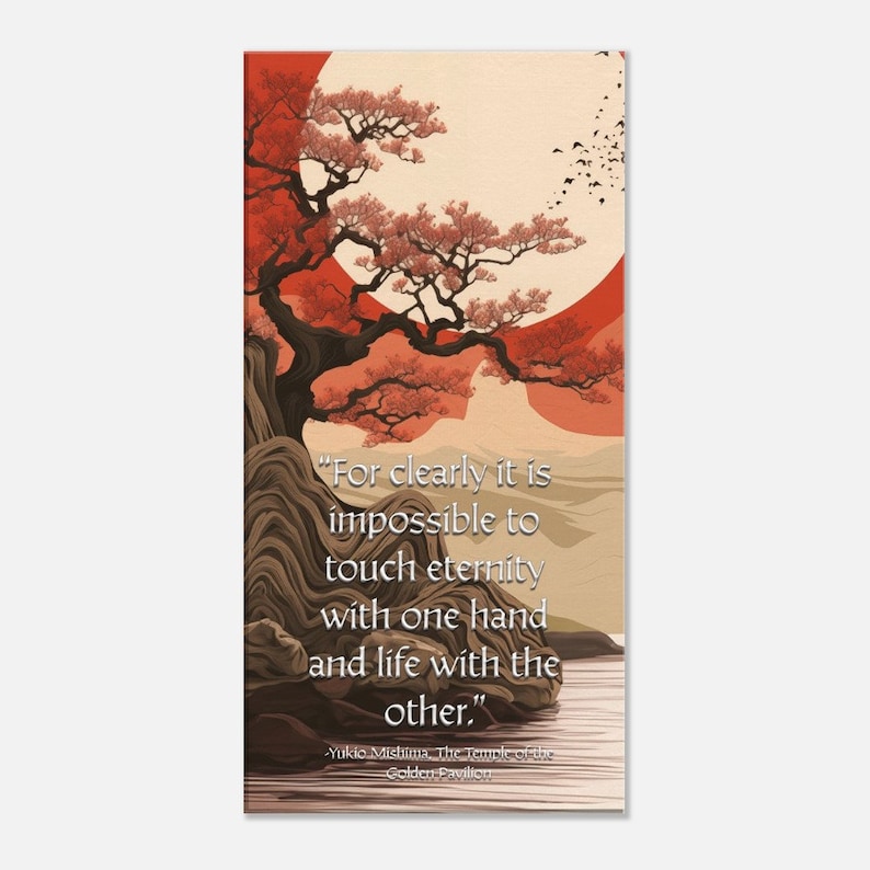 Japandi Art Canvas - Yukio Mishima Quote, Japanese Wall Art Canvas ...