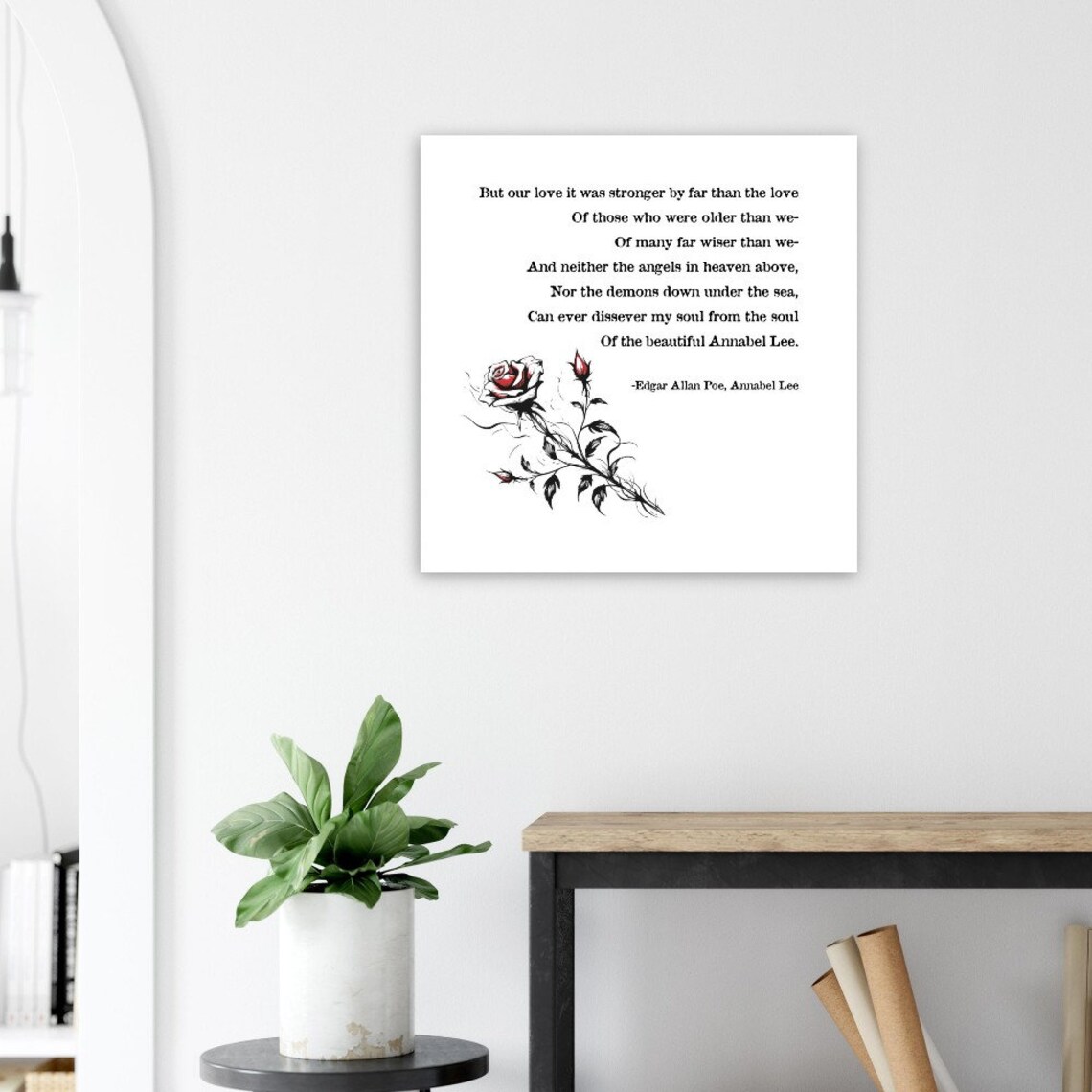 Edgar Allan Poe, Annabel Lee Matte Paper Poster - Goth Art, Rose Art ...