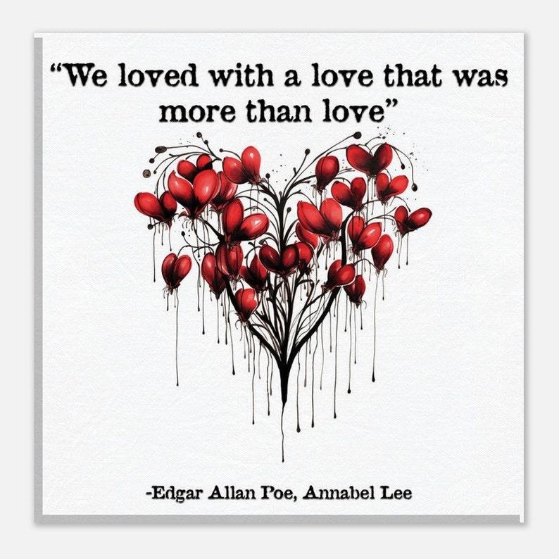 Edgar Allan Poe Annabel Lee Canvas Wall Art - Rose Heart Poetry Gifts ...