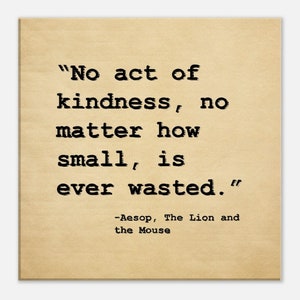 Aesop, the Lion and the Mouse Canvas - “no Act of Kindness, No Matter ...