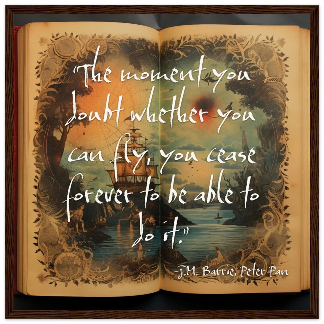 Peter Pan Framed Poster - Motivational Art Nursery Wall Art for Kids ...