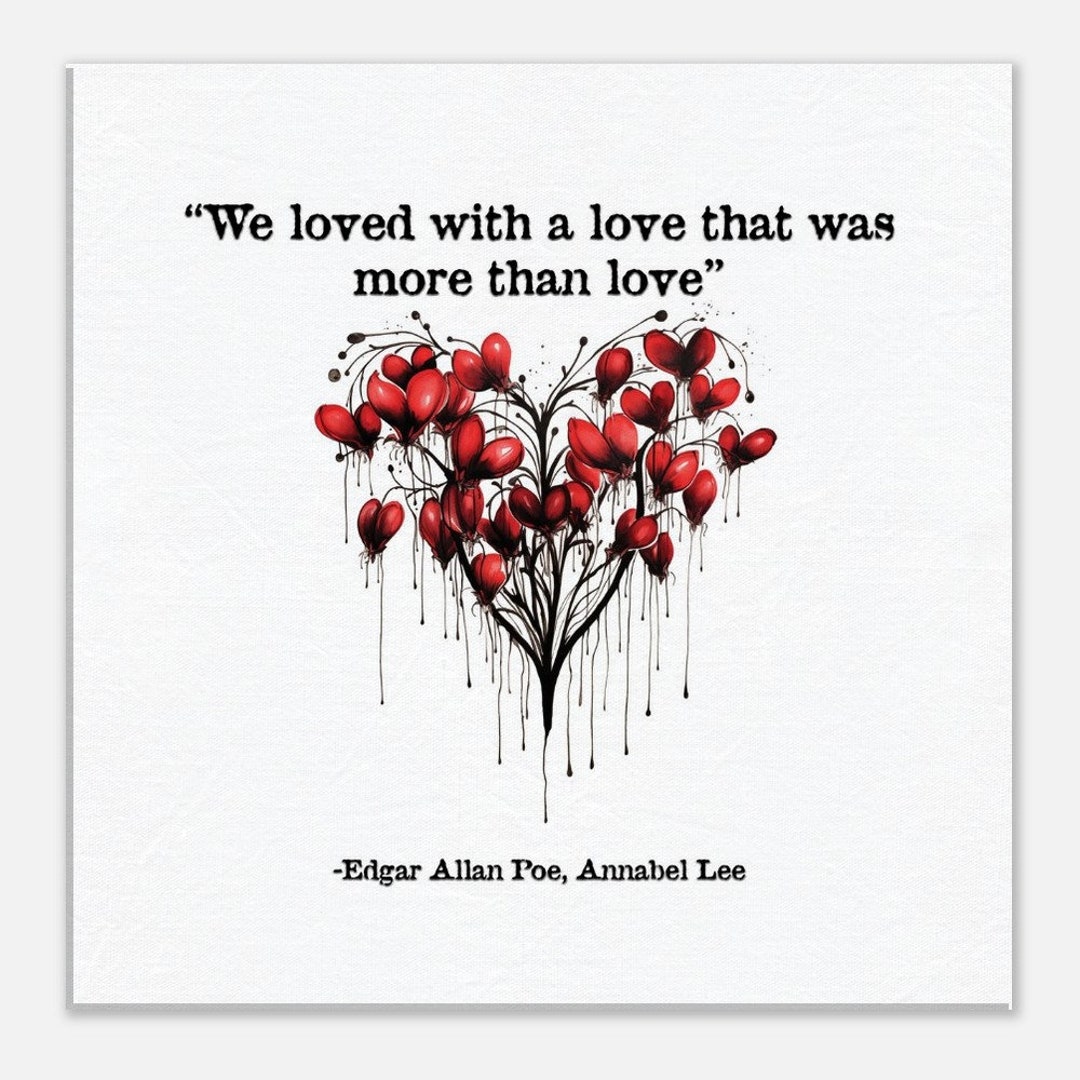 Edgar Allan Poe Annabel Lee Canvas Wall Art - Rose Heart Poetry Gifts ...