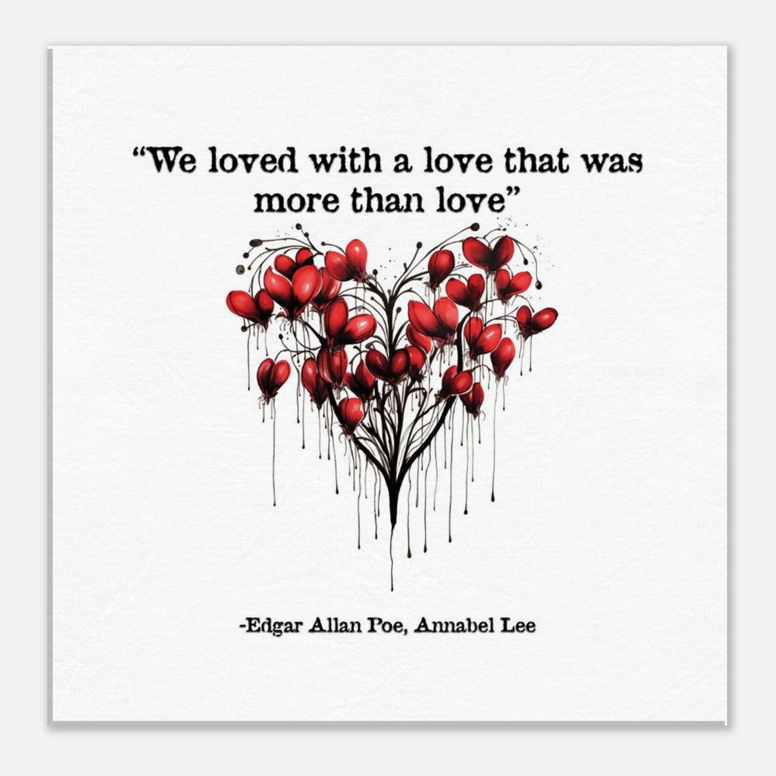 Edgar Allan Poe Annabel Lee Canvas Wall Art - Rose Heart Poetry Gifts ...