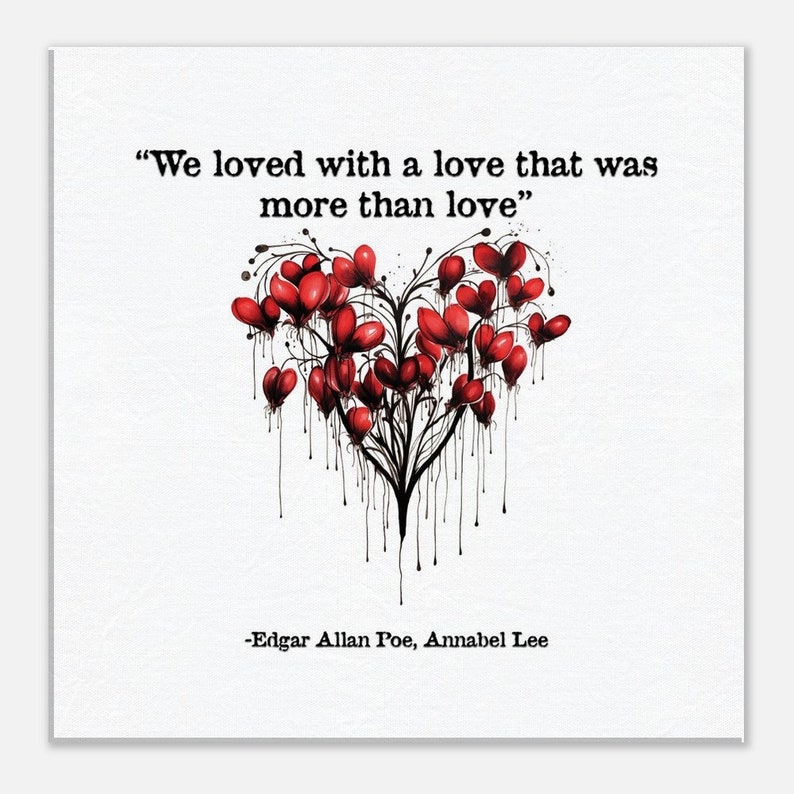 Edgar Allan Poe Annabel Lee Canvas Wall Art - Rose Heart Poetry Gifts ...