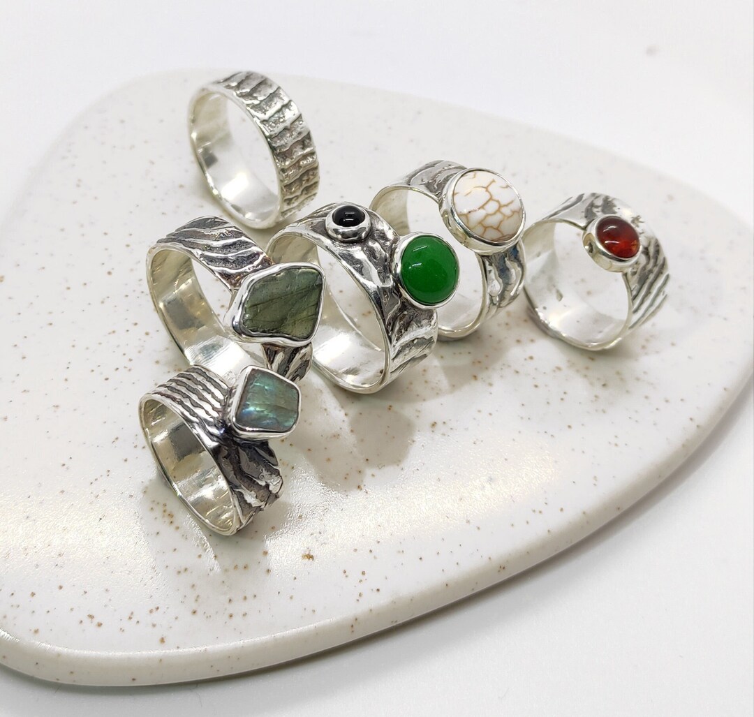 LIMITED EDITION Unique Cuttlefish Bone Casting Handmade Rings , 925 ...