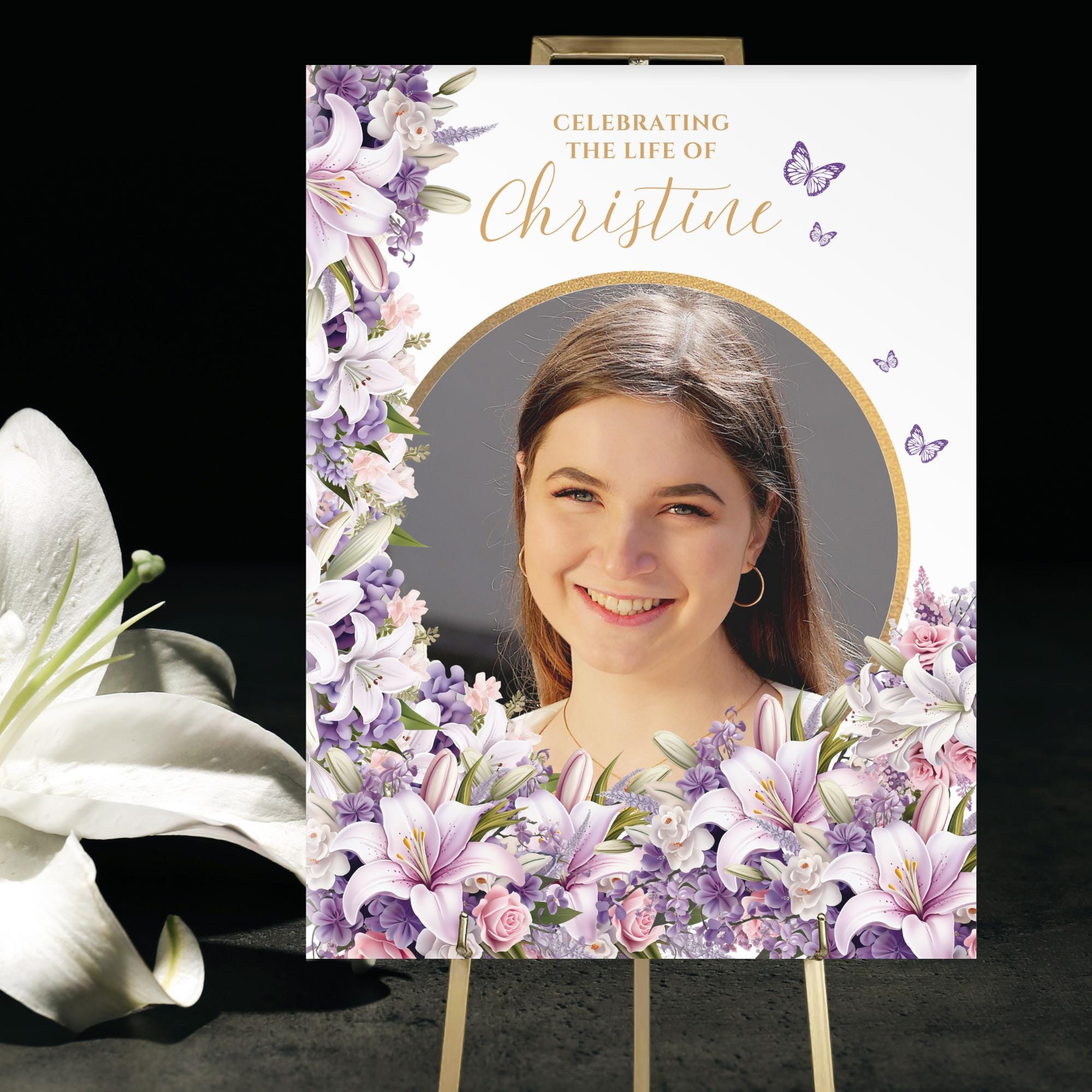 Butterfly Funeral Welcome Sign, Celebration of Life Floral Decoration ...