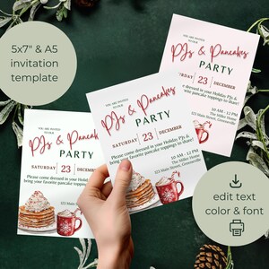 Pancakes and Pajamas Birthday Invitation: Editable Kids Party Invite ...