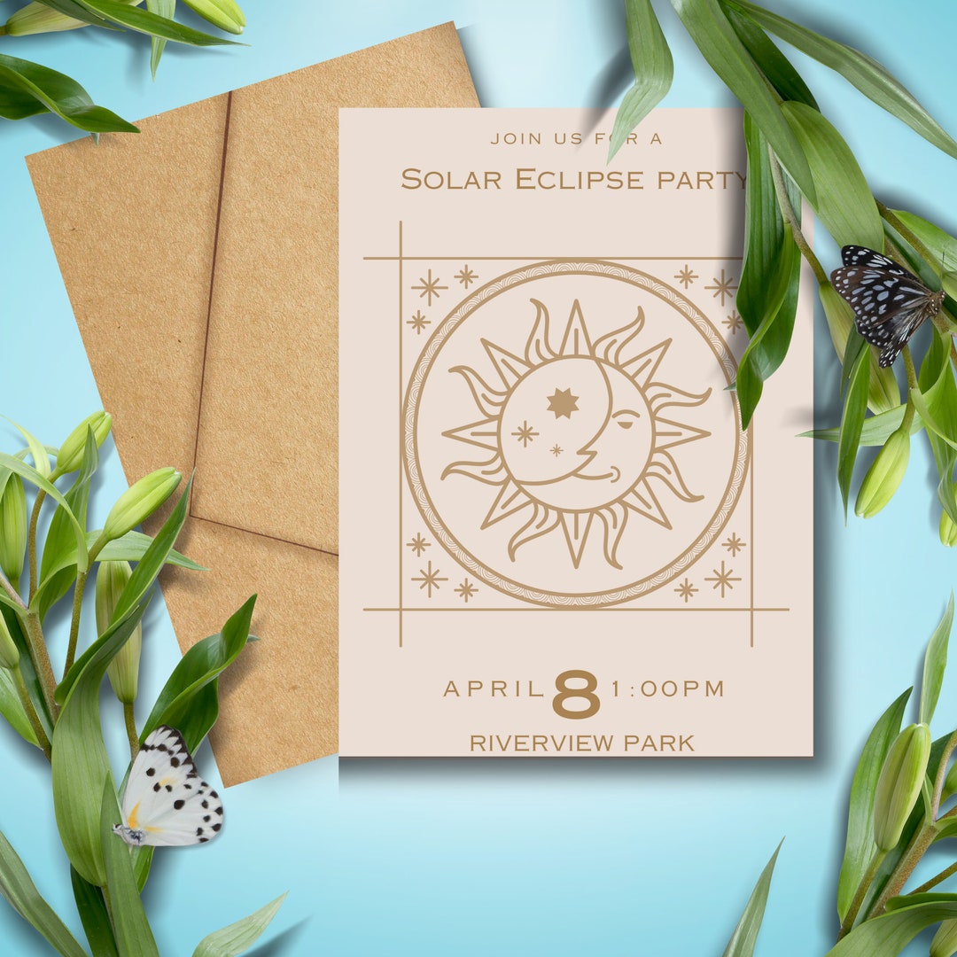 2024 Solar Eclipse Party Invite Totality Sun Moon Editable Total Solar ...