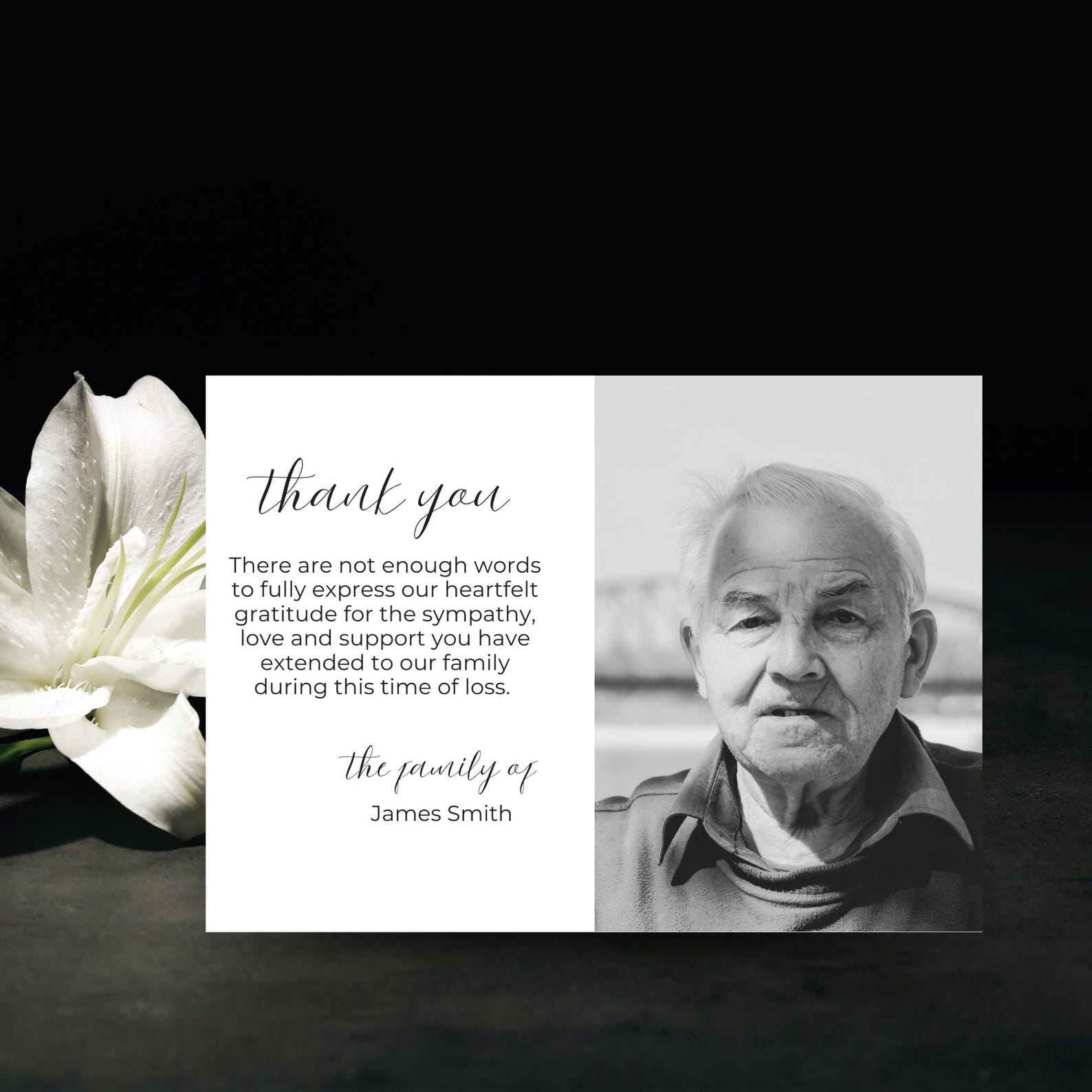 Minimalist Funeral Thank You Card, in Loving Memory Thank You ...