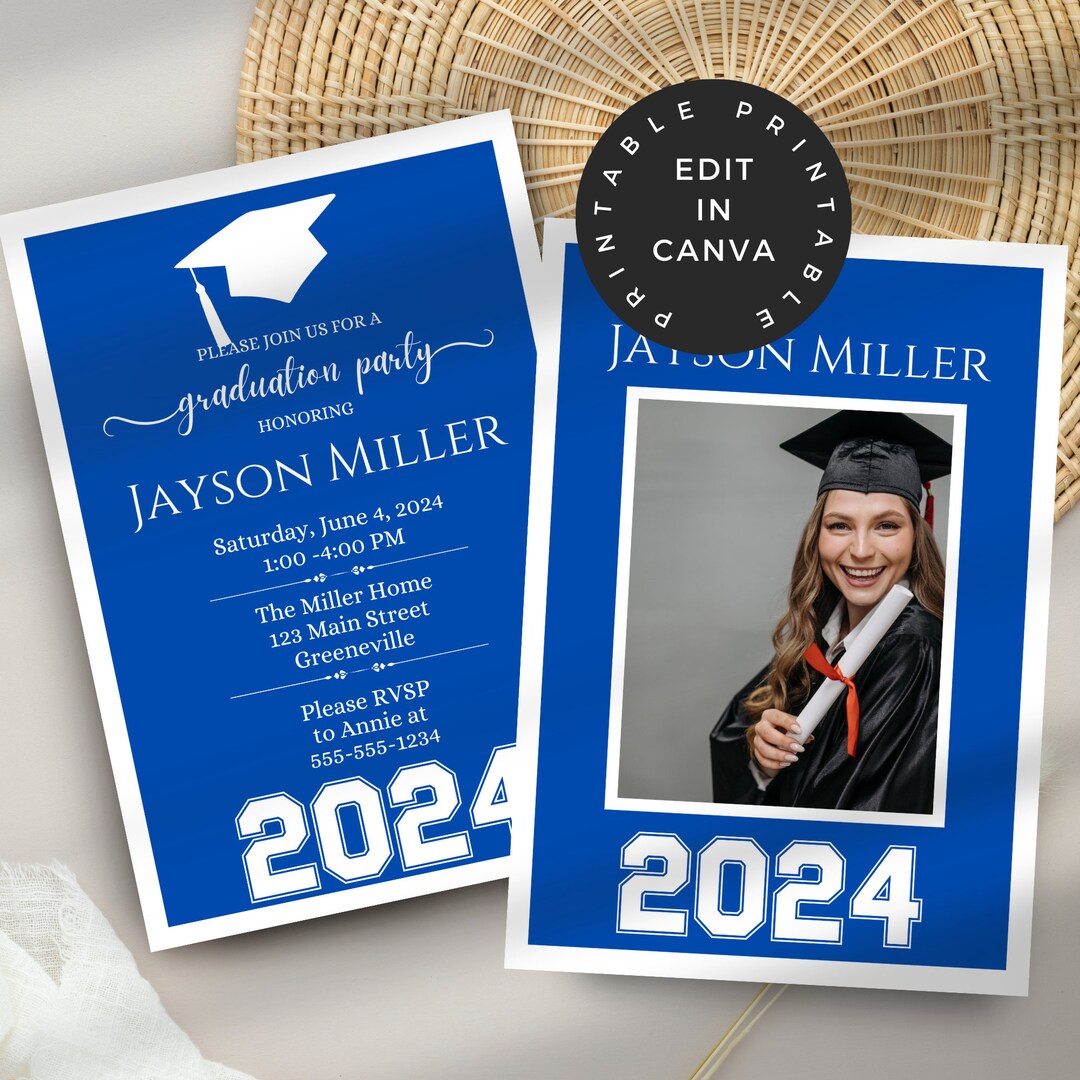 Graduation Invitation Template Printable Editable Grad Photo Invite ...