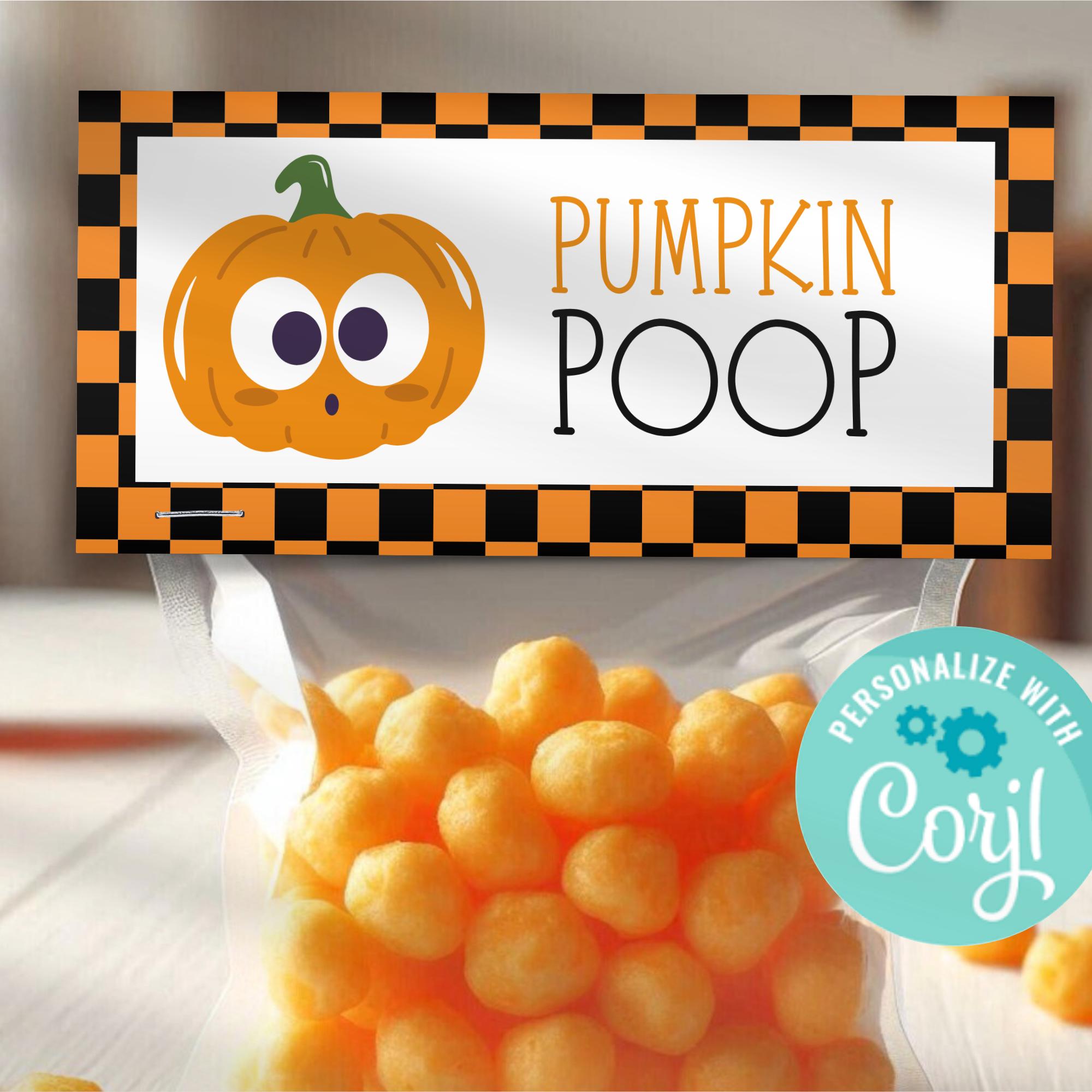 Editable Pumpkin Poop Bag Topper, Classroom Party Snacks, Halloween ...