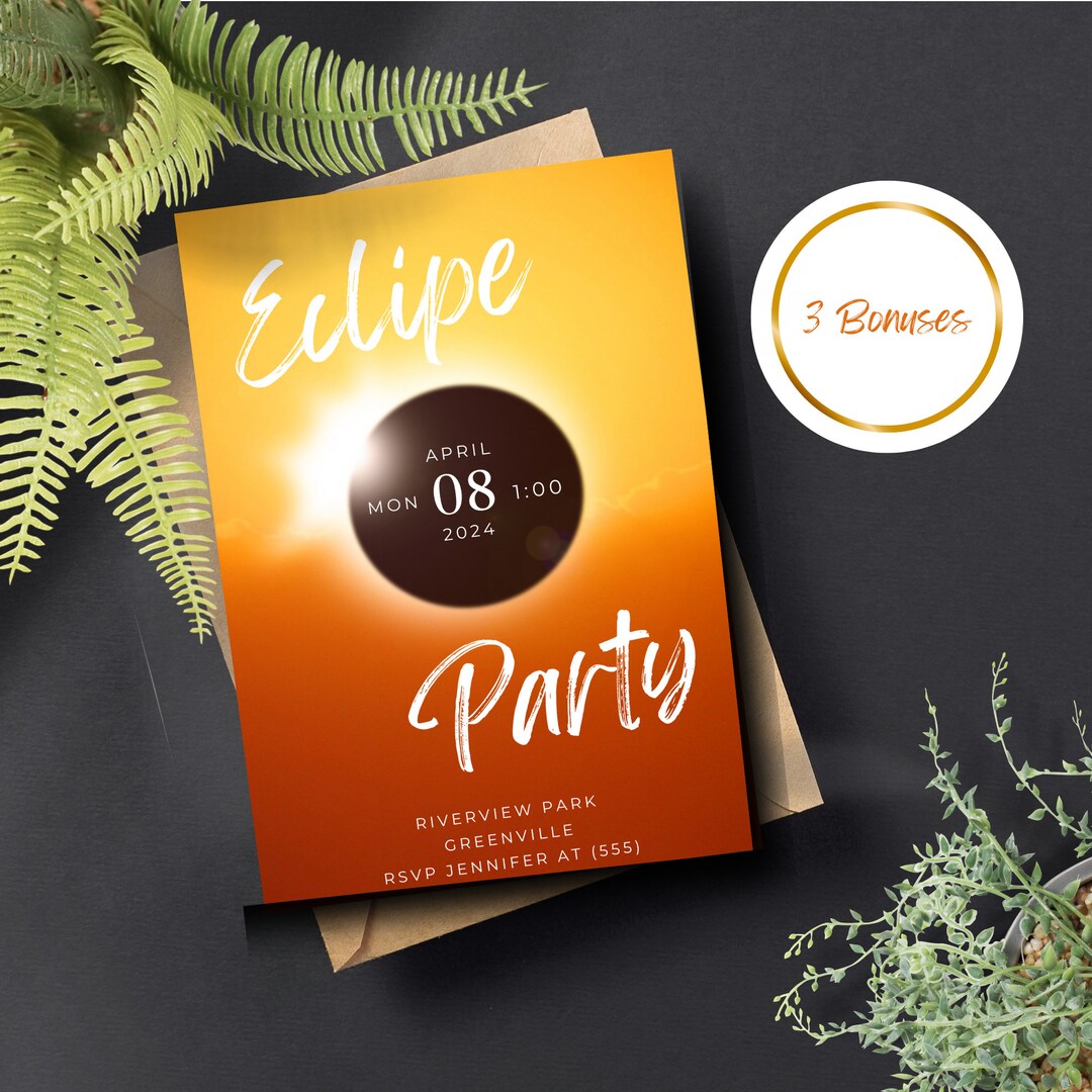 Editable Total Solar Eclipse Viewing Party Printable Invitation 2024 ...