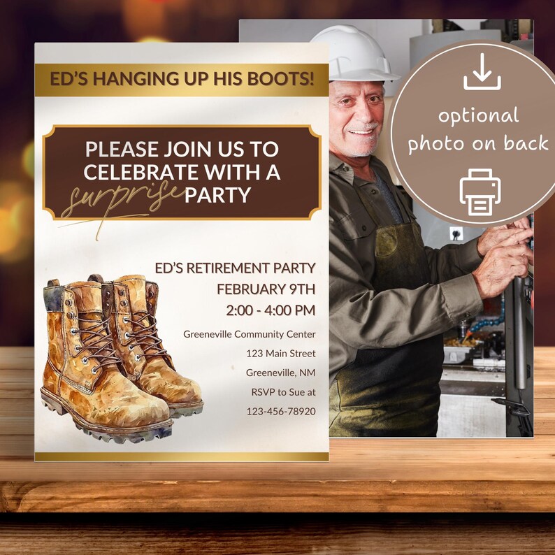 Surprise Retirement Party Invite for Men Customizable Digital ...