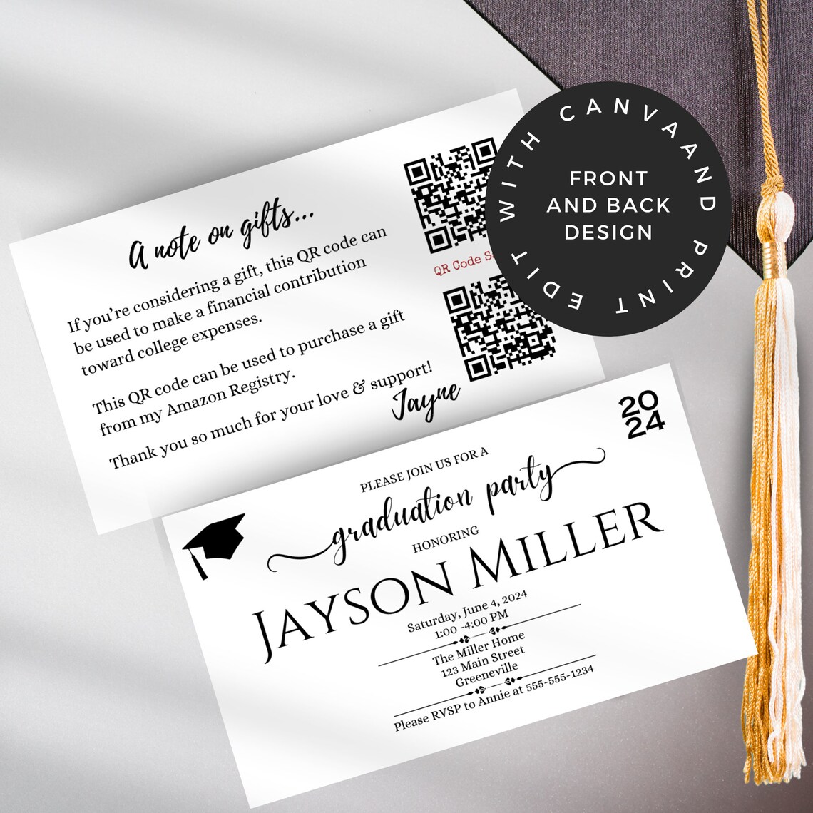 Graduation Party Invitation Enclosure Template Custom Insert Details ...