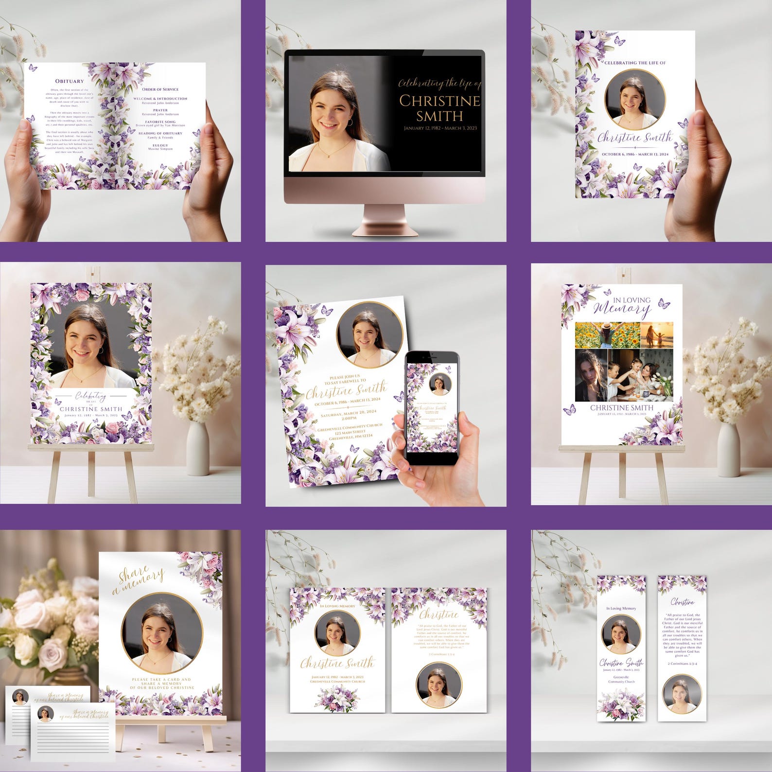 Celebration of Life Package, Memorial Package, Editable Funeral Bundle ...