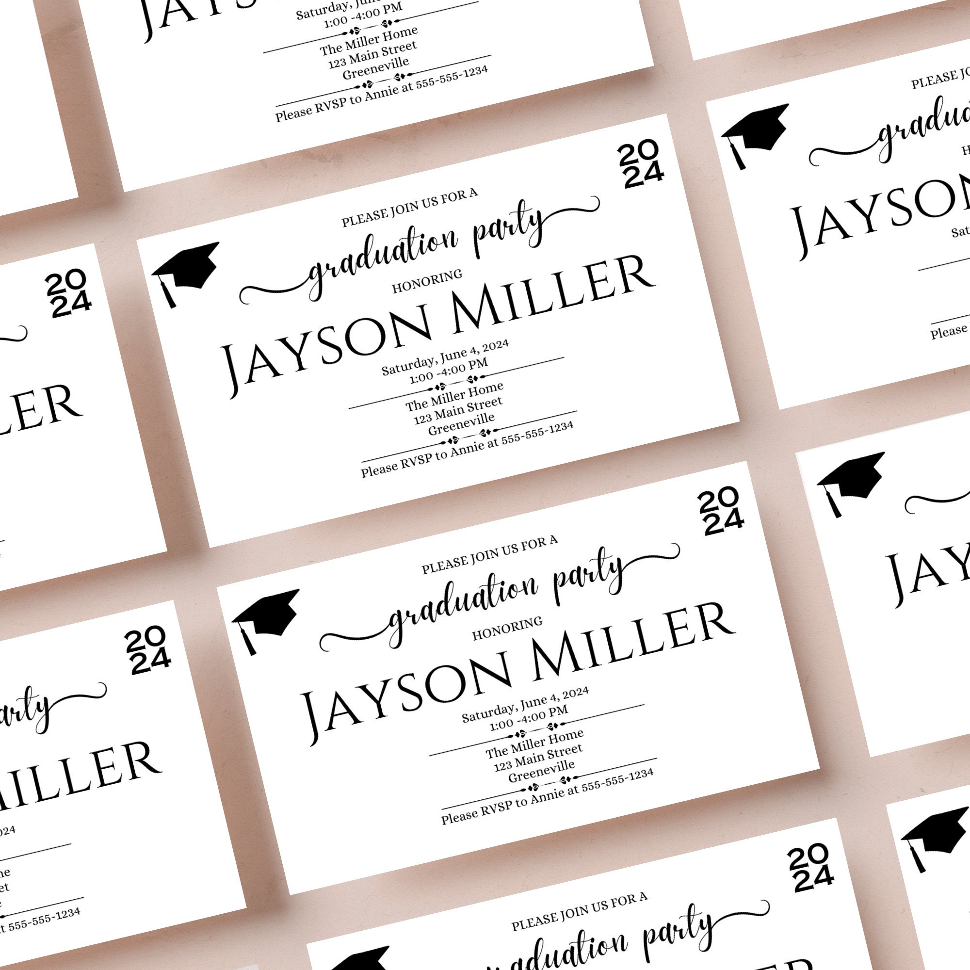 Graduation Party Invitation Enclosure Template Custom Insert Details ...