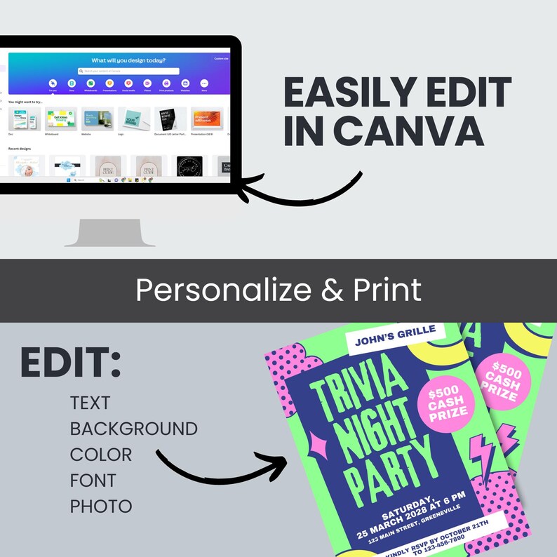 Trivia Night Invitation Printable Pub Quiz Flyer Editable Template ...