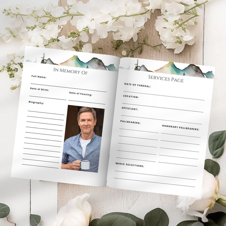 Funeral Guest Book Sign-in Sheet: Memorial Guestbook Template (digital ...