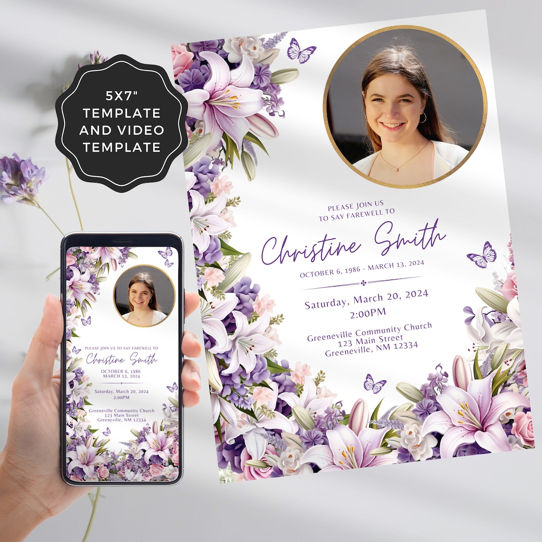 Celebration of Life Phone Announcement Template Digital Funeral ...