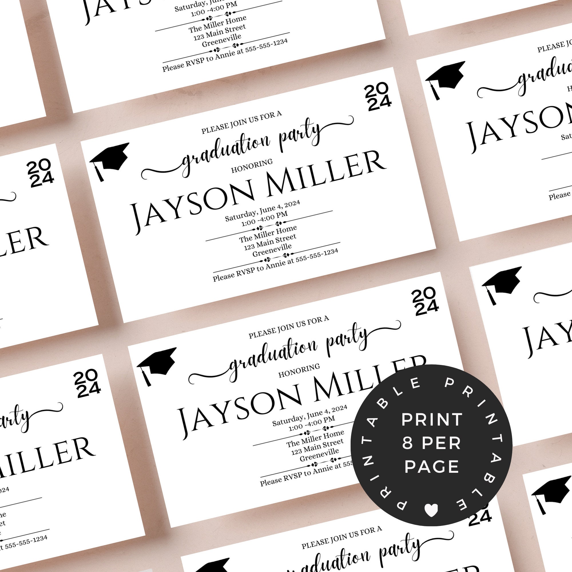 Graduation Party Invitation Enclosure Template Custom Insert Details ...