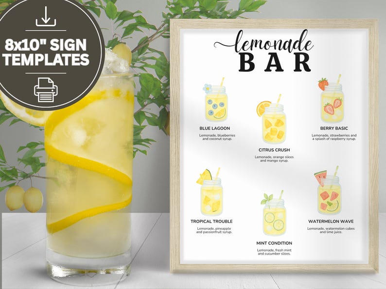 Graduation Lemonade Bar Custom Printable Drink Station Signs Digital ...