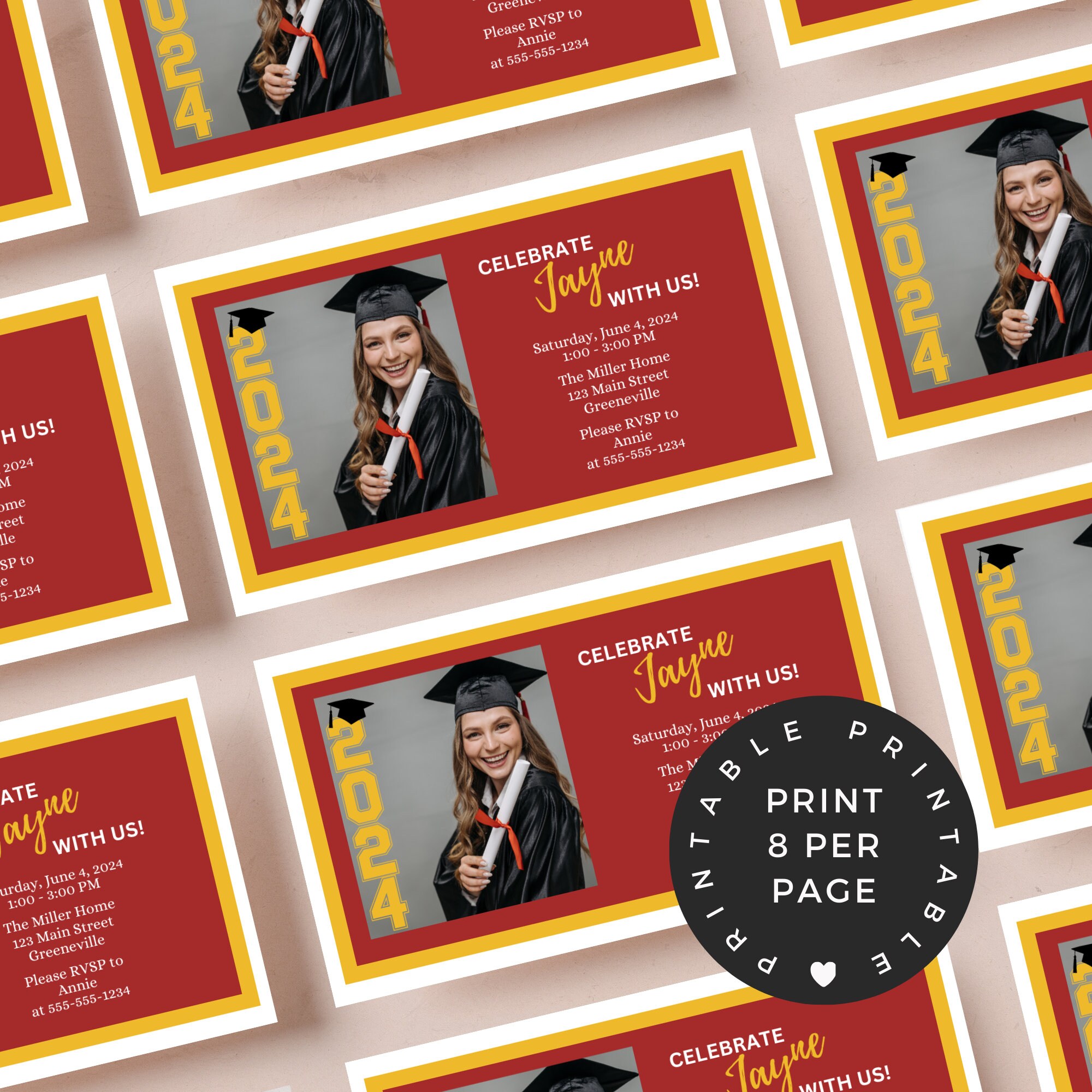 Graduation Party Insert Card Template Grad Invitation Enclosure ...