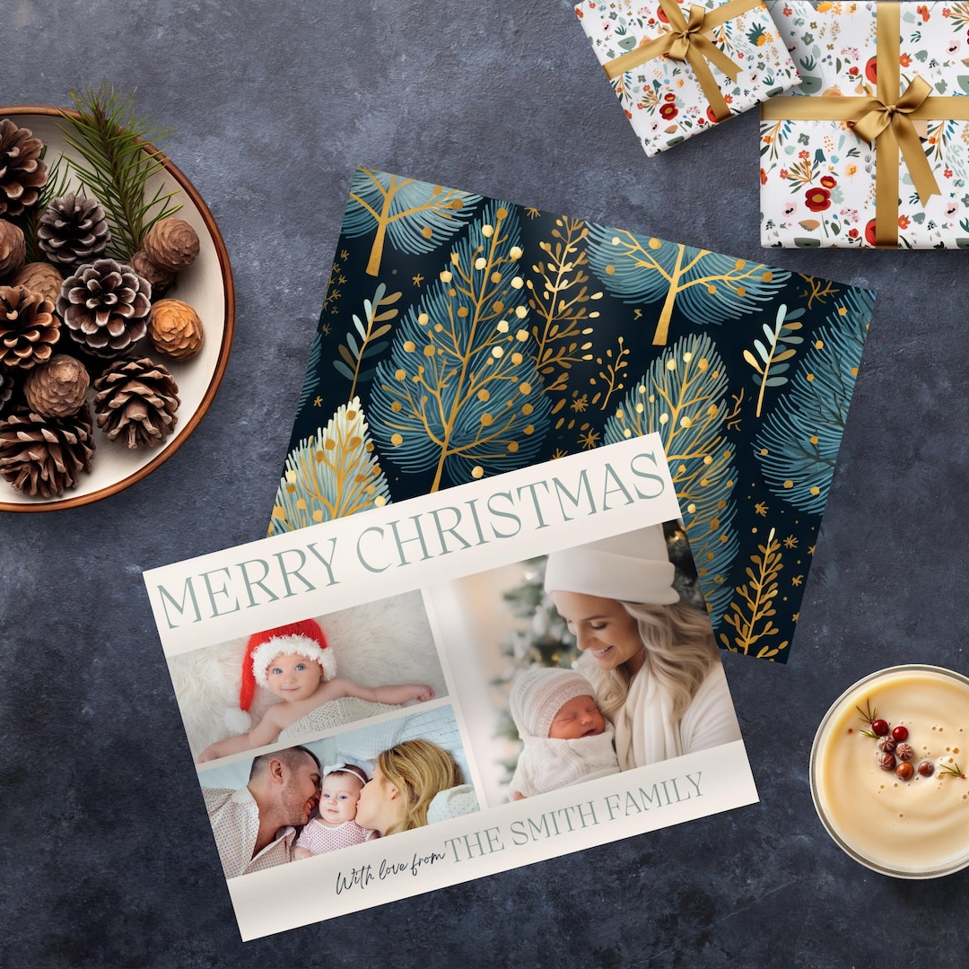 Personalized Christmas Card With Your Pictures, Custom Photo Holiday ...