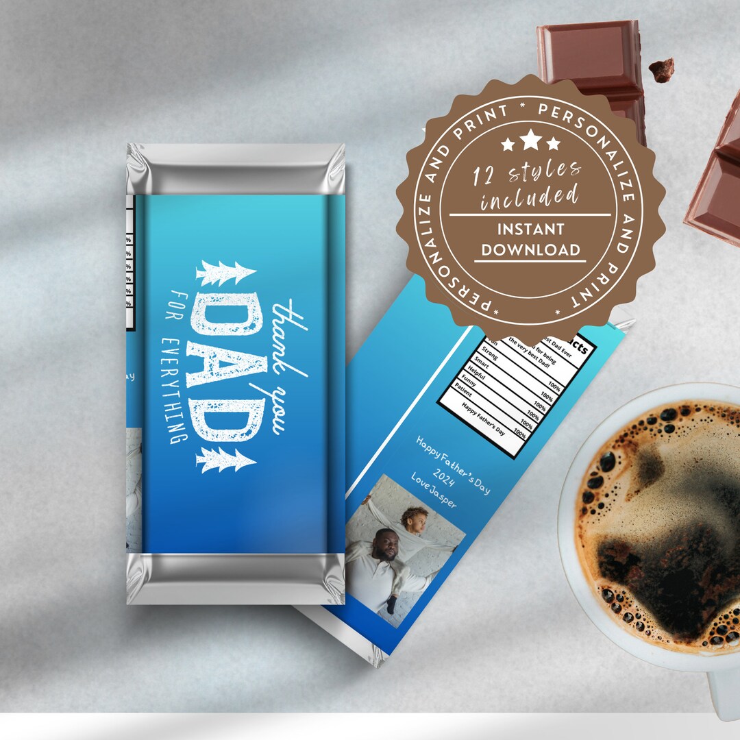Personalized Father's Day Chocolate Bar Wrapper, Customizable Fun Gift ...