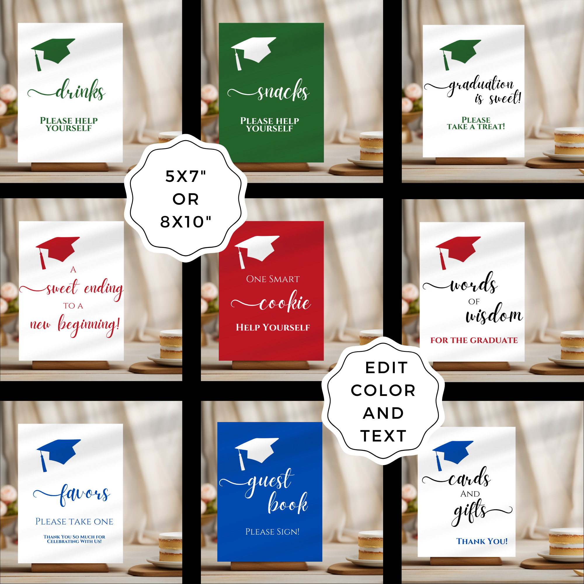 Graduation Party Sign Bundle Editable Grad Table Signs Printable ...