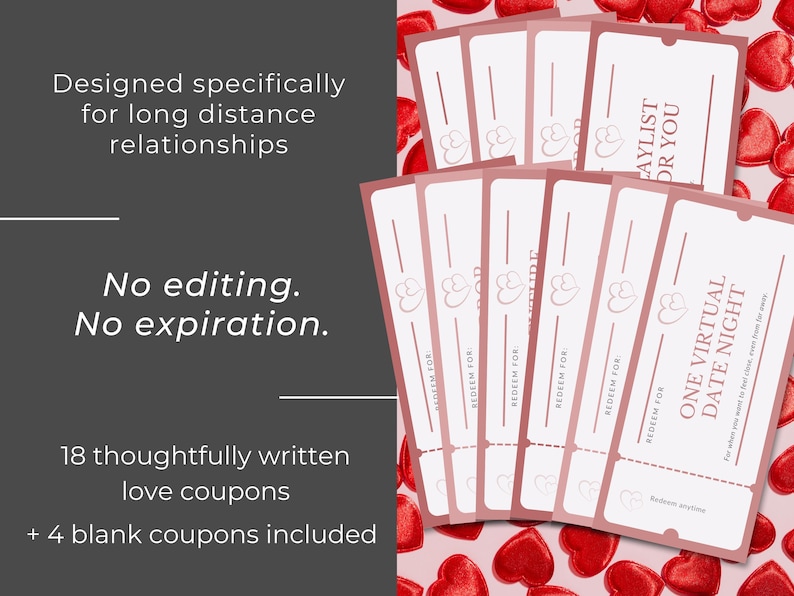 Editable Long Distance Love Coupons, Last Minute Valentine Gift ...