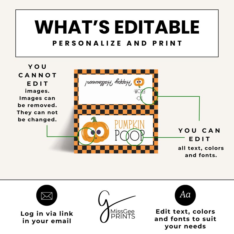 Editable Pumpkin Poop Halloween Treat Bag Topper (digital Download) - Etsy