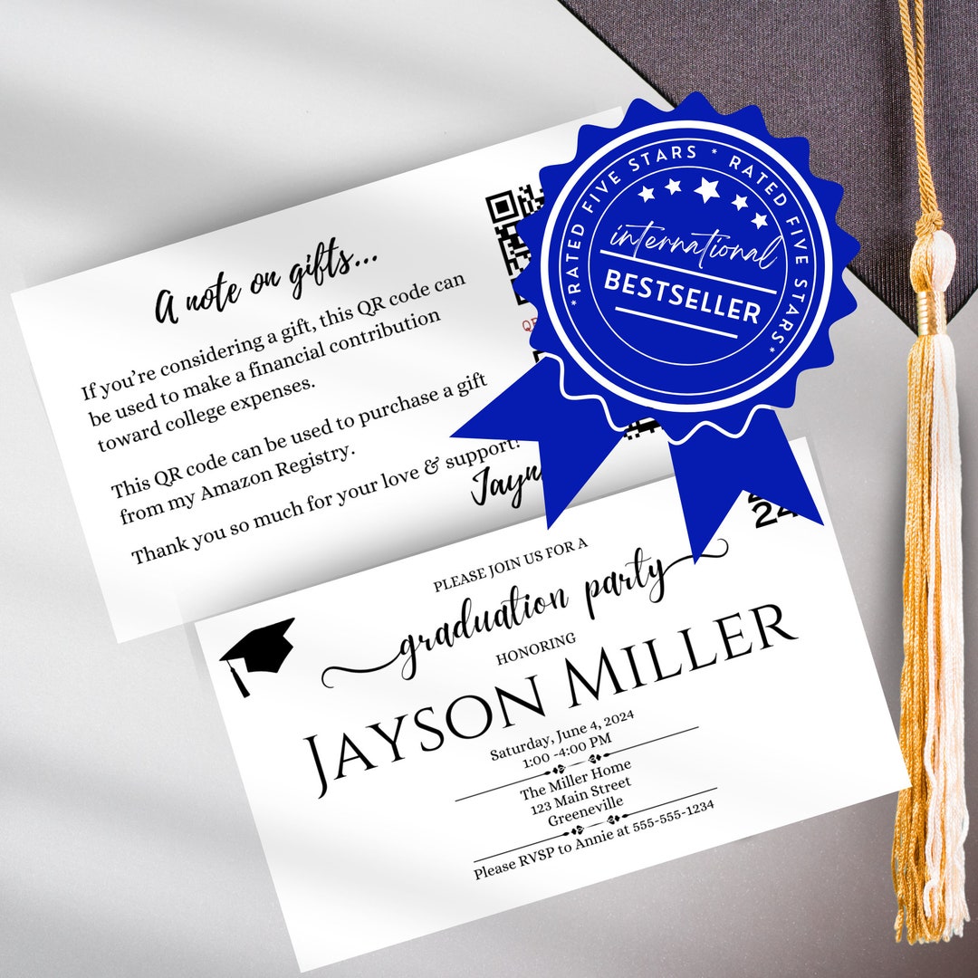 Graduation Party Invitation Enclosure Template Custom Insert Details ...