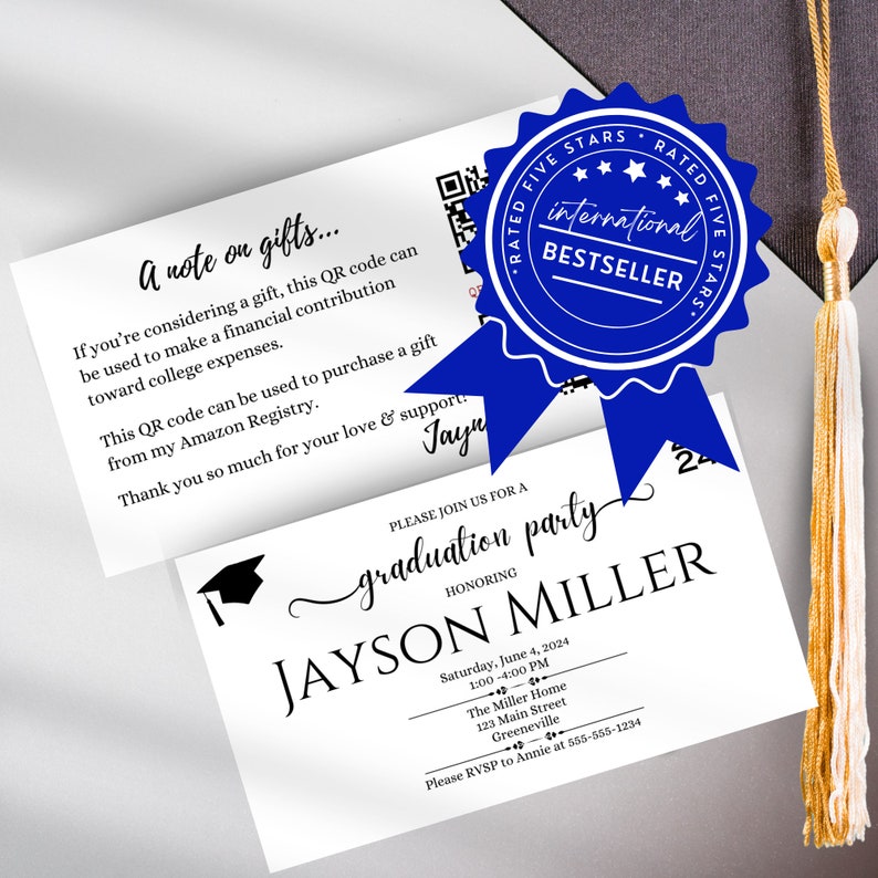Graduation Party Invitation Enclosure Template Custom Insert Details ...