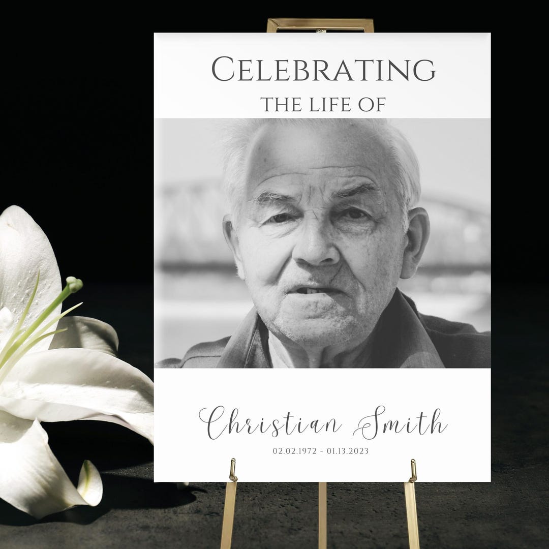 Funeral Memorial Sign Set, Memorial Board, Minimalist Celebration of ...