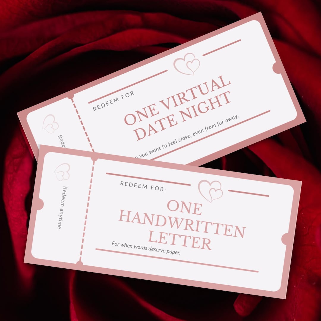 Editable Long Distance Love Coupons, Last Minute Valentine Gift ...