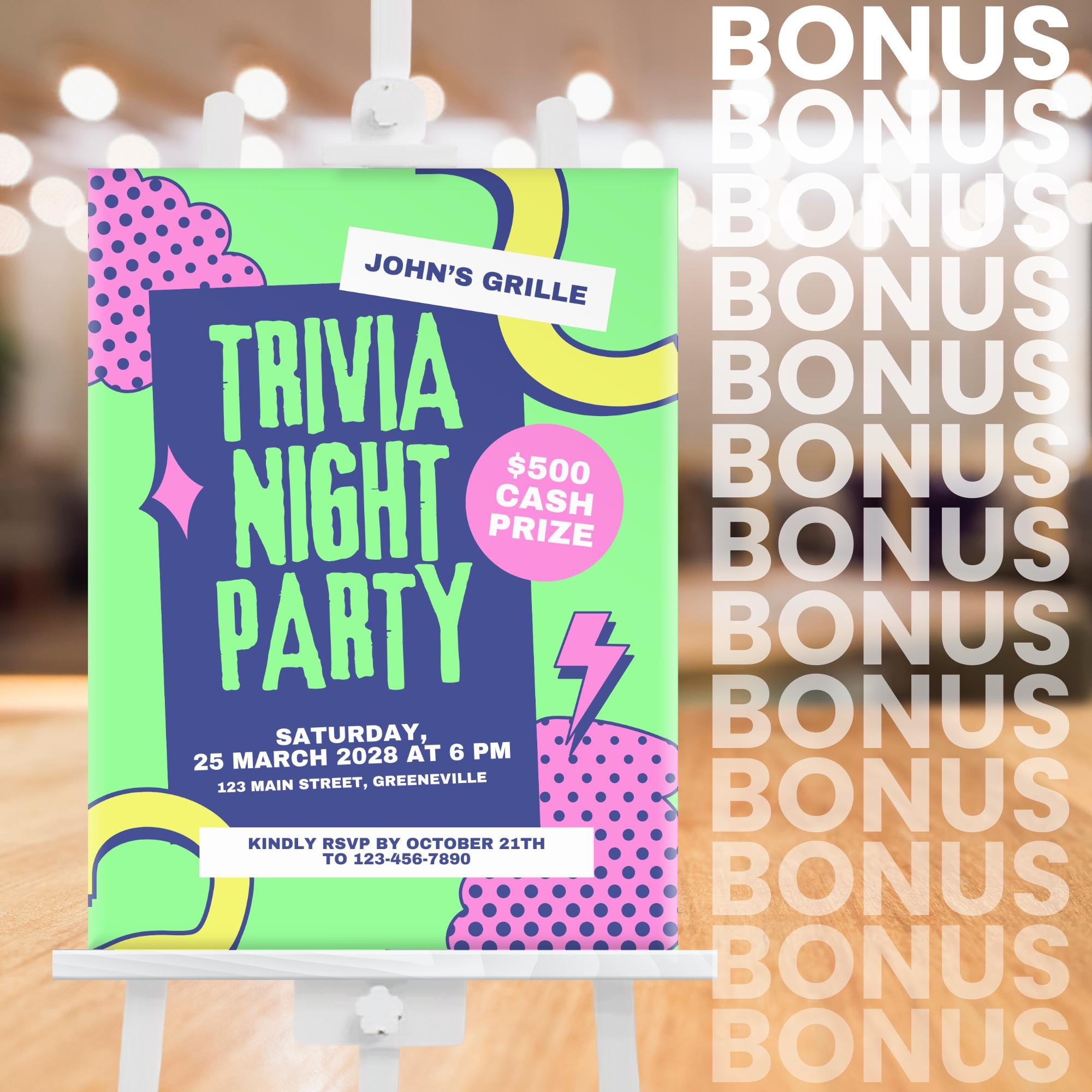 Trivia Night Invitation | Printable Pub Quiz Flyer | Editable Template ...