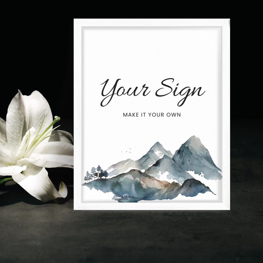 Editable Event Table Sign, Memorial Table Sign Bundle, Mountain Scene ...