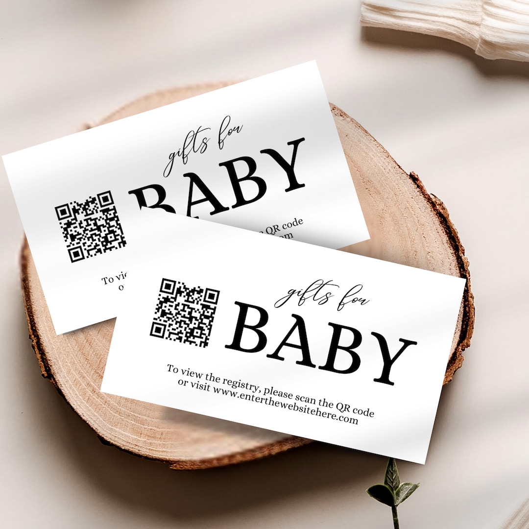 QR Code Baby Shower Registry Card: Modern Minimalist Insert (instant ...