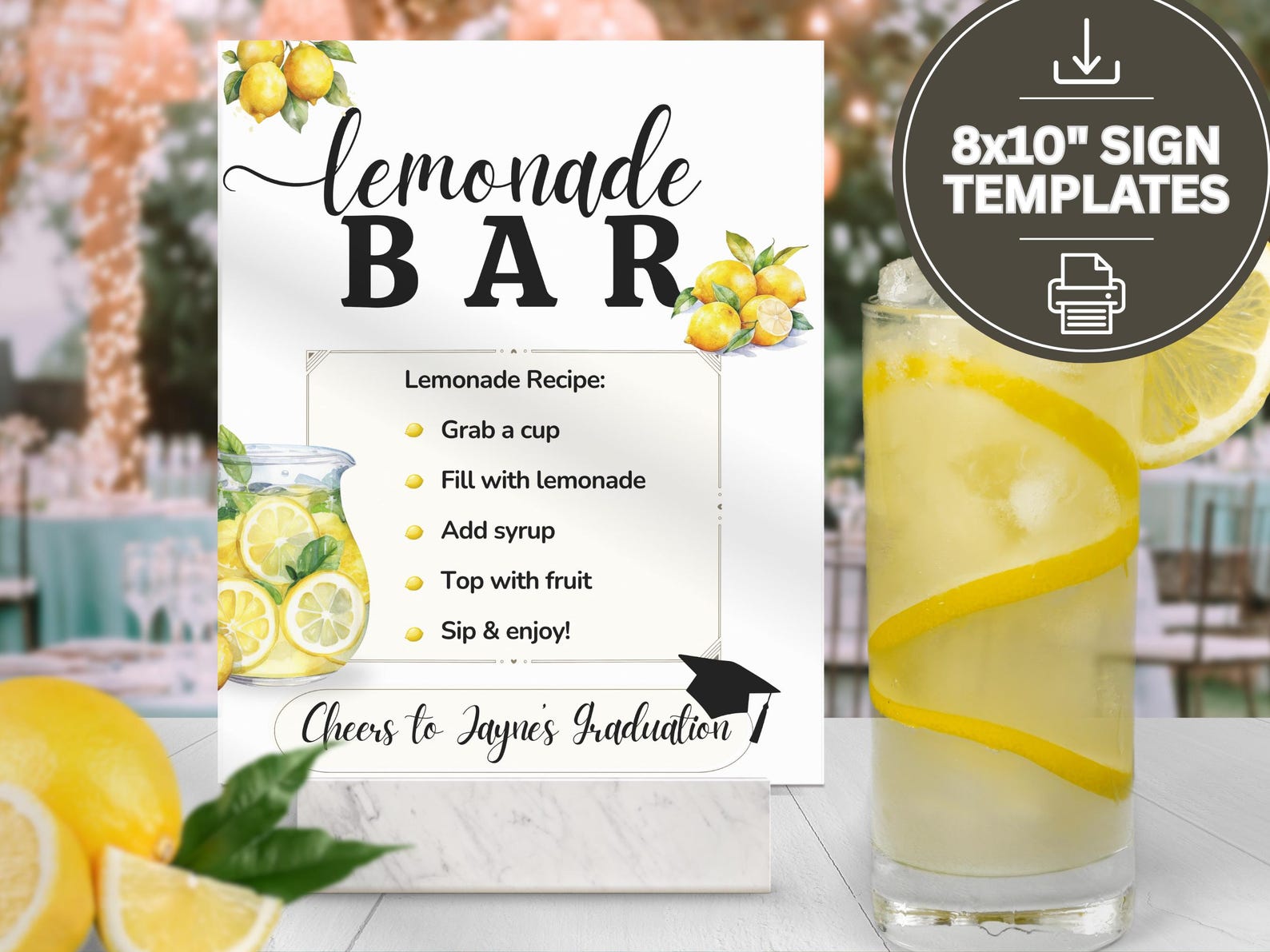 Graduation Lemonade Bar Custom Printable Drink Station Signs Digital ...