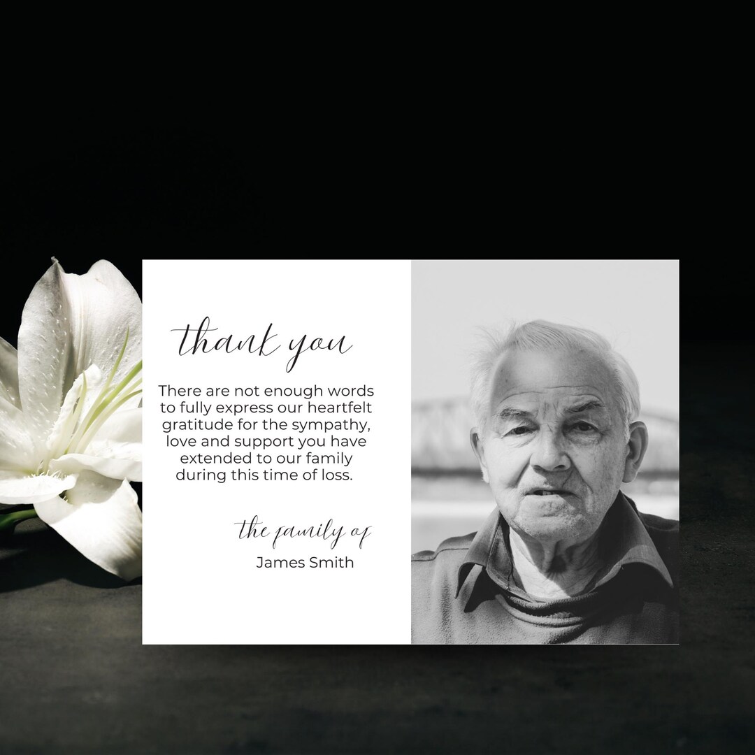 Minimalist Funeral Thank You Card, in Loving Memory Thank You ...