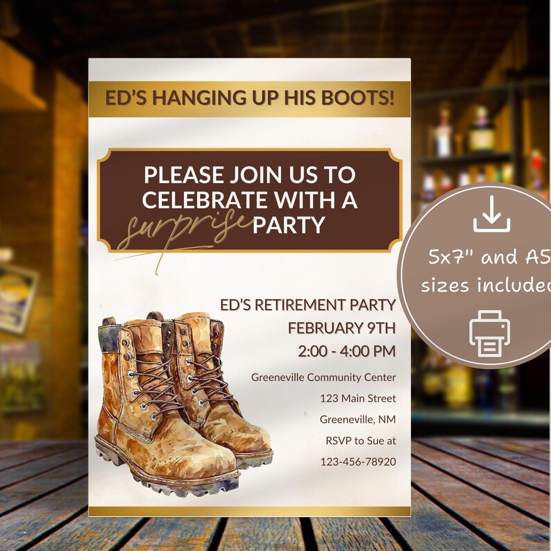 Surprise Retirement Party Invite for Men Customizable Digital ...