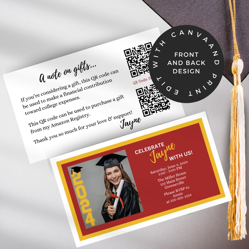 Graduation Party Insert Card Template Grad Invitation Enclosure ...