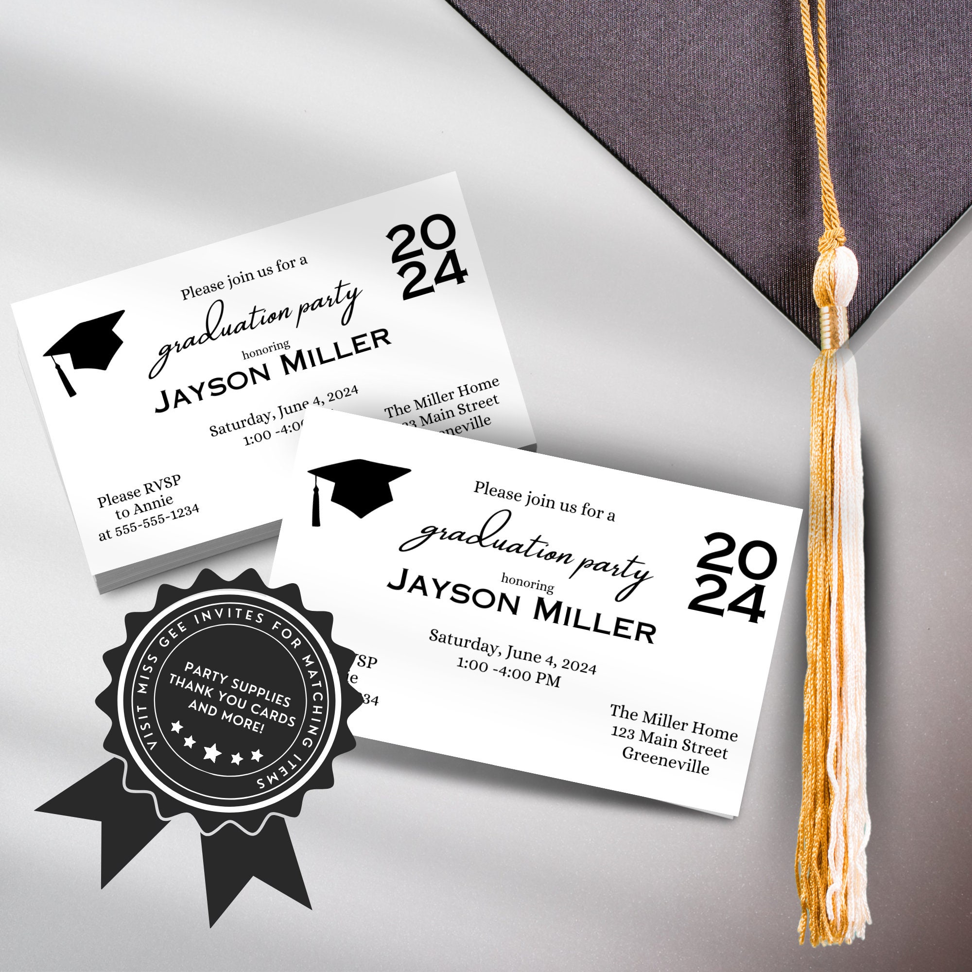 Graduation Party Invitation Insert Card Class of 2024 Instant Download ...